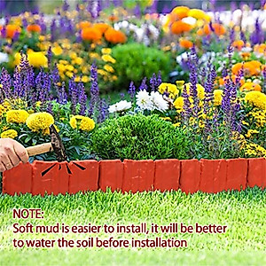 WUDILU 20Pcs Edging Cobbled Stone Fencing Garden Fence Effect Plastic Lawn Plant Border Decorations