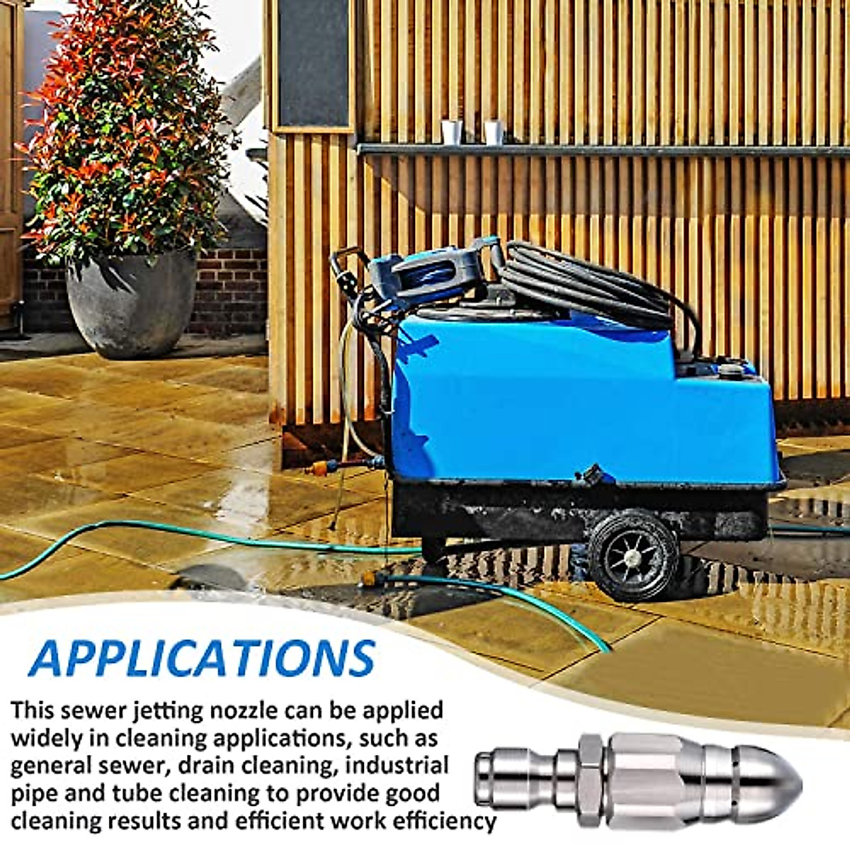 5000 PSI Sewer Jetter Nozzle Pressure Drain Jetter Hose Nozzle for 1/4 Pressure Washer Quick Connector