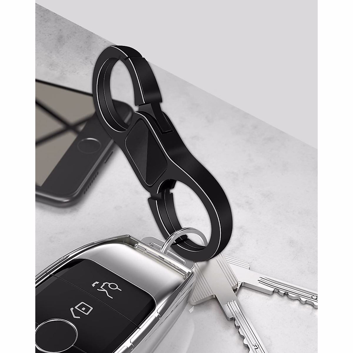Idakekiy Key Chain Quick Release Spring with 4 Key Rings Heavy Duty Car Keychain Organizer for Men and Women