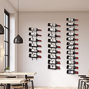 JKsmart Wine Rack Wall Mounted for 24 Bottles, Metal Adjustable Wall Wine Rack, Freely Spliceable Hanging Wine Holder for Kitchen Pantry Bar Wine Cellar,Black