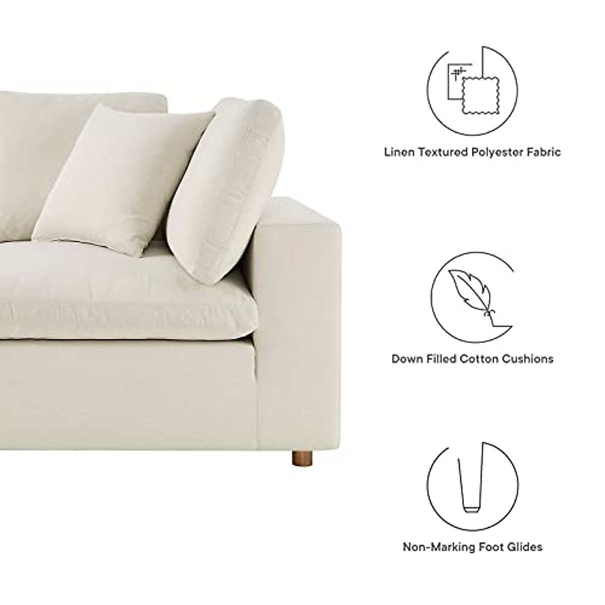 Modway Commix Modular Sofa, Loveseat sectional, Light Beige Fabric