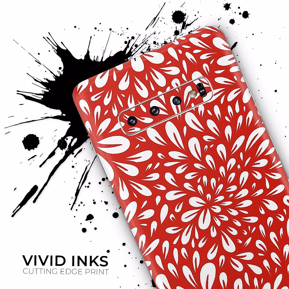 DesignSkinz Red Vector Floral Sprout Protective Vinyl Decal Wrap Skin Cover Compatible with The Samsung Galaxy S20 (Screen Trim & Back Glass Skin)