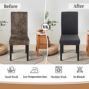Miaotto Chair Covers for Dining Room Stretch Dining Chair Covers Set of 6 Parsons Chair Slipcover Removable Washable Kitchen Chair Slipcovers for Dining Room Party Banquet,Dark Grey