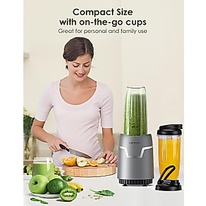 LAMPICK Smoothie Blender, 1100W Personal Blender for Shakes and Smoothies, Blenders and Grinder Combo for Kitchen with 2*27 Oz To-Go Cup & 10 Oz Grinding Cup for Protein Shake, Baby Food, Frozen Drink
