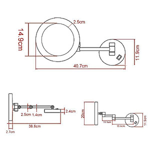FQYYDD Illuminated Makeup Mirror Wall Hanging Bright Light Makeup Mirror With Led Lights And Zoomed In