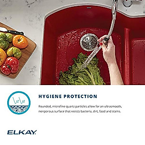 Elkay Quartz Luxe ELXH3322RPA0 Parchment Offset 60/40 Double Bowl Top Mount Sink with Aqua Divide