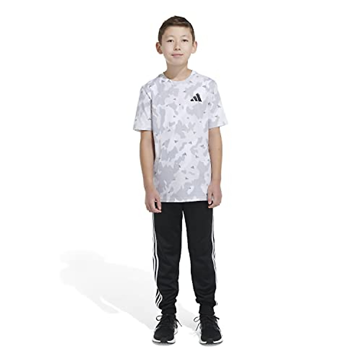 adidas Boys' Little Short Sleeve Cotton Camo Print T-Shirt, White, 7