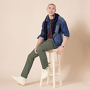 Amazon Essentials Men's Slim-Fit Wrinkle-Resistant Flat-Front Chino Pant, Dark Olive, 33W x 32L