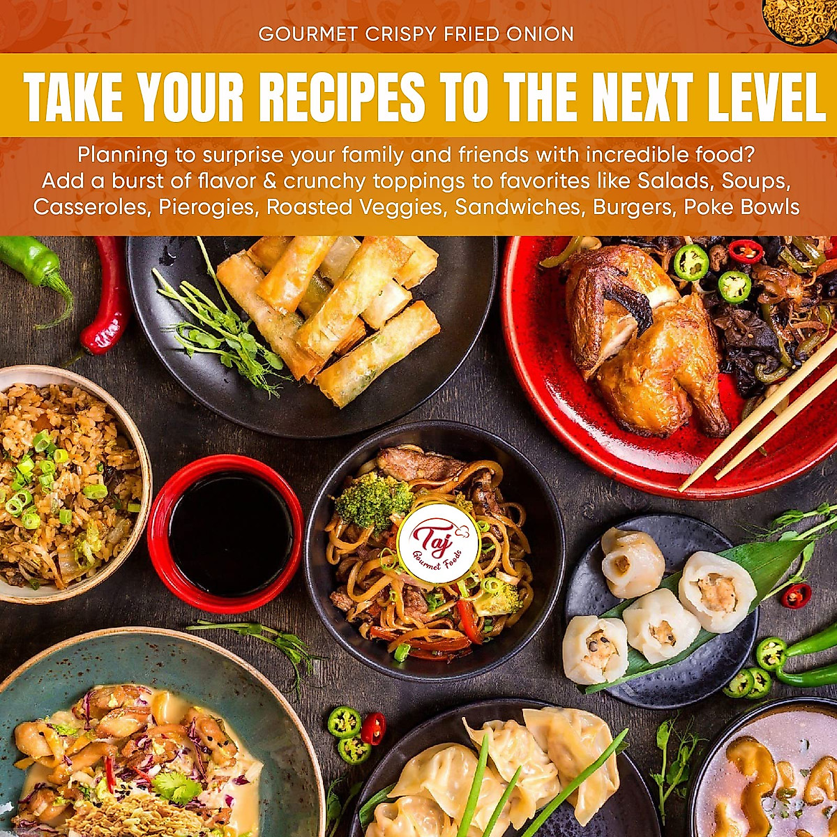 TAJ Crispy Fried Onion 100% Natural | Great for Seasoning Garnishing on Sushi, Green Bean Casseroles | Holland-Netherlands