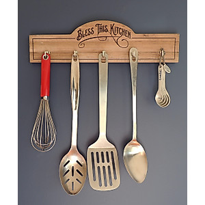 Cathedral Art Abbey & CA Gift Bless This Kitchen Wall Utensil Holder W/5 Hooks, One Size, Multi
