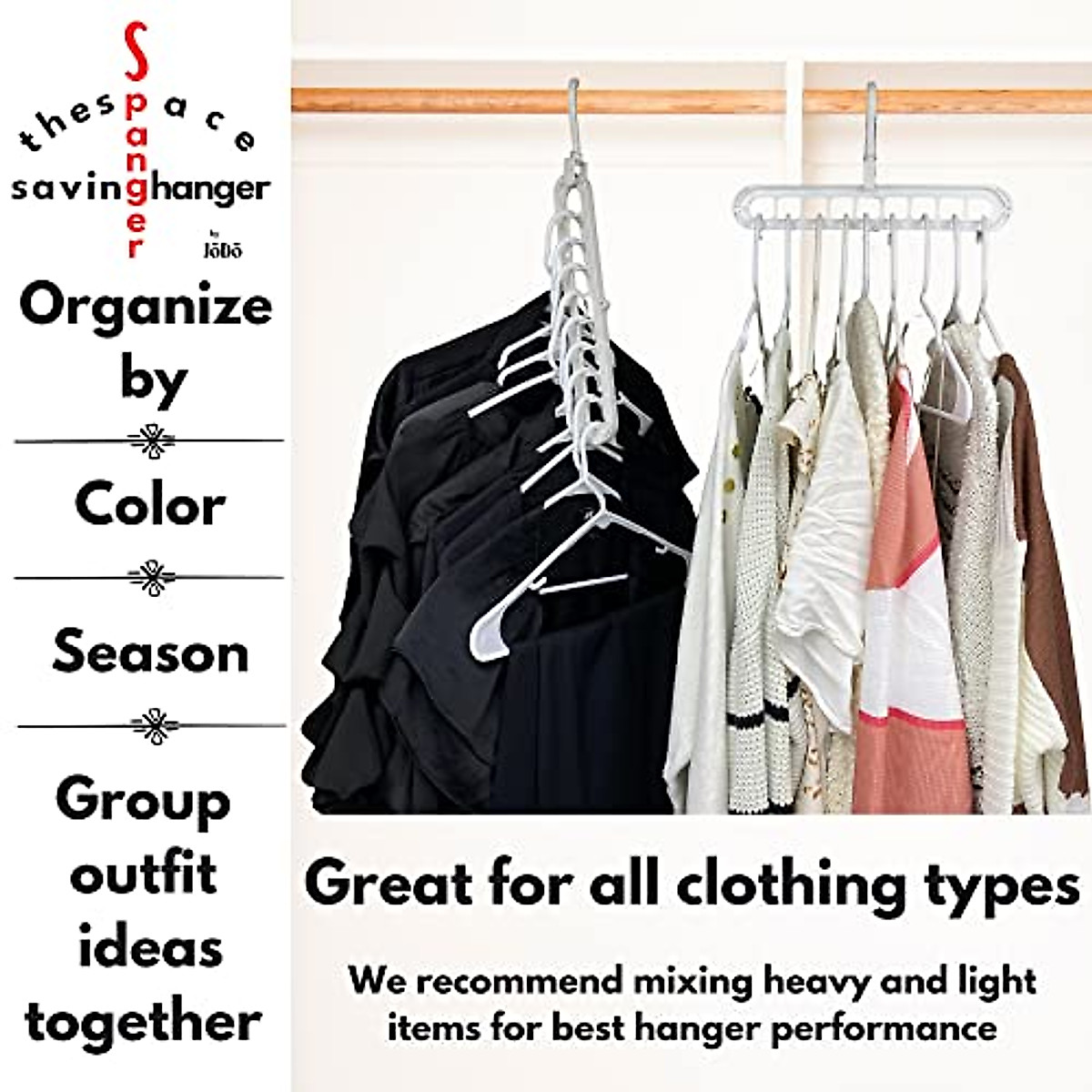 Space Saving Hanger [5 All White] Closet Organizers & Storage, Campers & RVs, College Dorm Room Essentials, Apartment, Multifunctional Closet Organizer, Cascading & Collapsible Hanger for 45 Pieces