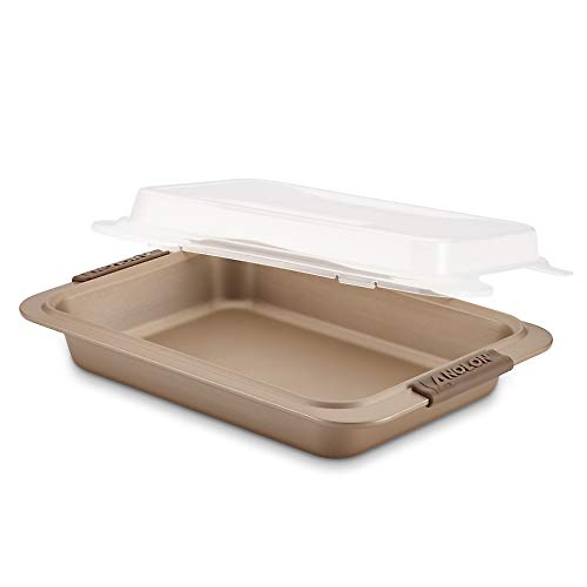 Anolon Bronze Nonstick Baking Pan With Lid / Nonstick Cake Pan With Lid, Rectangle - 9 Inch x 13 Inch, Brown