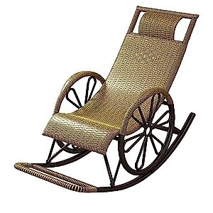 JHKZUDG PE Rattan Rocking Chairs,Zero Gravity Patio Chaise, All-Weather Wicker Rocker Chair with Steel Frame, Smooth Rocking Swing Glider Chair, for Porch Backyard Poolside,Green