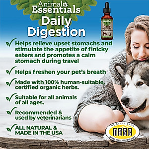 Animal Essentials Daily Digestion for Dogs & Cats - Digestive Support, Fresh Breath, Ginger Root, Fennel Seed Extract, Liquid Supplement - 1 Fl Oz