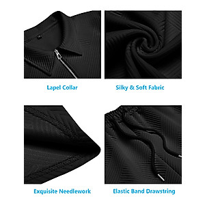 URRU Men's Polo Shirt and Shorts Set Summer Outfits Fashion Casual Short Sleeve Polo Suit for Men 2 Piece Short Set Black XL