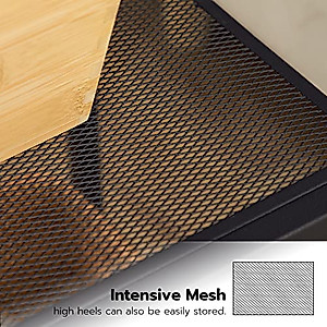 HOOBRO Tall Side Table, Industrial End Table with Adjustable Metal Mesh Basket, Telephone Table with Storage Shelf for in Bedroom, Living Room, Hallway, Easy Assembly, Rustic Brown BF02DH01