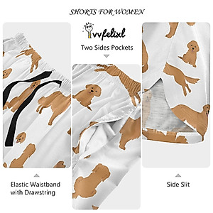 vvfelixl Sleep Shorts For Women Golden Retriever Dogs Pajama Shorts With Pockets Sleepwear Pants M