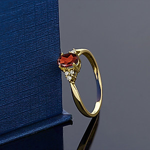 Gem Stone King 14K Yellow Gold Build Your Own Customized and Personalized Oval 6X4MM Gemstone Birthstone and White Diamond Engagement Ring For Women (Size 6)