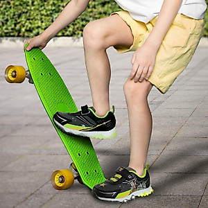 Disney Pixar Kids Toy Story Laceless Light Up Sneakers - Buzz Lightyear Woody Tennis Athletic Boy Shoes - Green/Black (Size 8 Toddler)