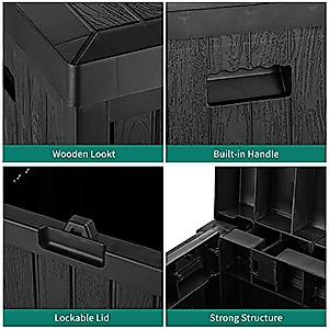 YITAHOME 51 Gallon Medium Deck Box,Outdoor Storage Container for Patio Cushions,Pool Supplies,Garden Tools,Weather,Resistant,Resin (Black)