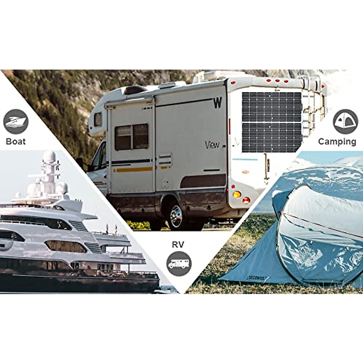 Solar Panel 12V Flexible 100W Charge Controller Monocrystalline Solar 12V Ultralight Slim Waterproof for RV Rooftop RV Caravan Boat (100W)