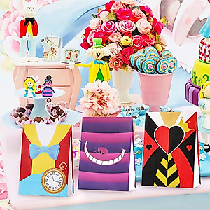 Alice in Wonderland Party Gift Bags, 24 Pack Alice in Wonderland Party Favor Bags with Stickers, Alice in Wonderland Party Bag, Alice Party Supplies for Alice in Wonderland Party Decorations