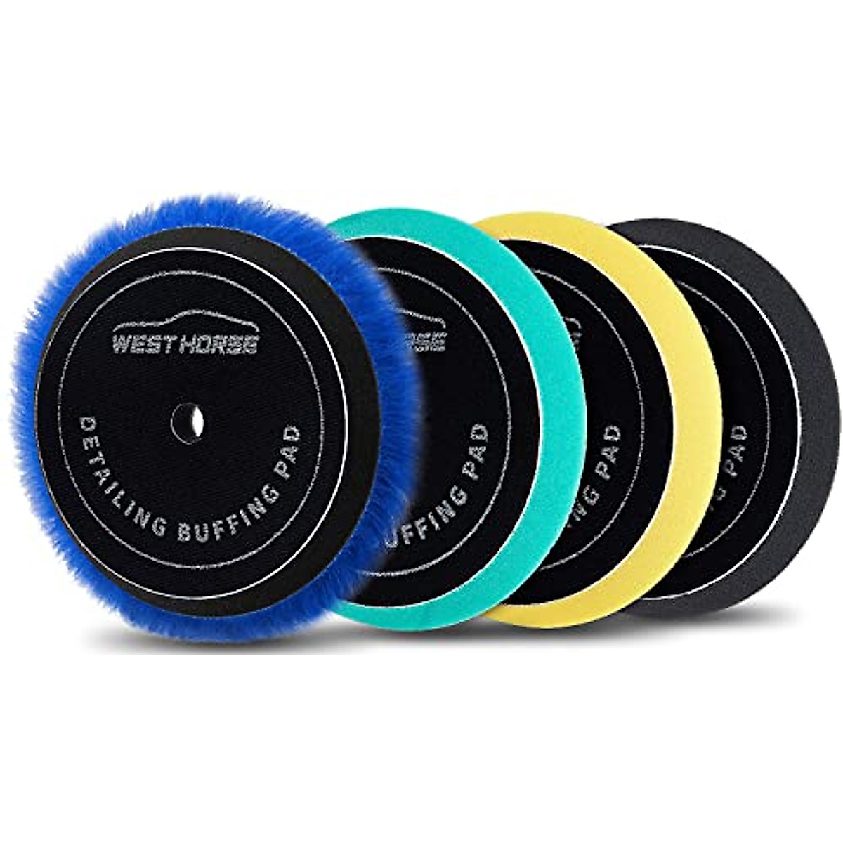 5 Inch Polishing & Buffing Pads 4Pcs, Foam and Wool Polishing Pad Kit for 5" /125mm Backing Plate, Orbital Foam Buffer Pads and Woolen Polihser Pad, for Car Compounding, Polishing and Waxing