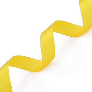 Baocuan 3/4 inch Yellow Solid Satin Ribbon 50 Yards 100% Polyester Fabric Soft and Durable for Wedding Invitations, Bridal Bouquets, Sewing, Party Decorations, Gift Wrapping and More