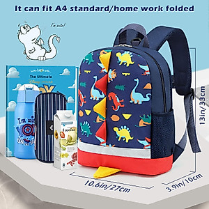Cosyres Toddler Backpack Dinosaur Preschool for Boys Girls with Leash Chest Strap,Toddler Rucksack Kids School Bag for Boys 3-5 Years 33x10x27cm/13x3.9x10.6in