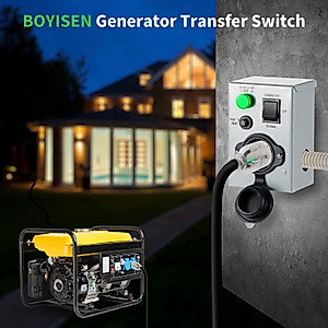 BOYISEN Generator Transfer Switch - 15 Amp 120V ETL Certificated Manual Generator Transfer Switch with Circuit Breaker for Indoor and Outdoor