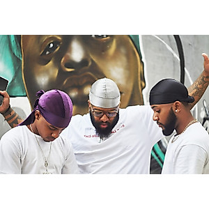 ForceWave 2 Pieces Silky Durag Pack for Men Women Waves, Premium Satin Deluxe Du-rag (Black Black)