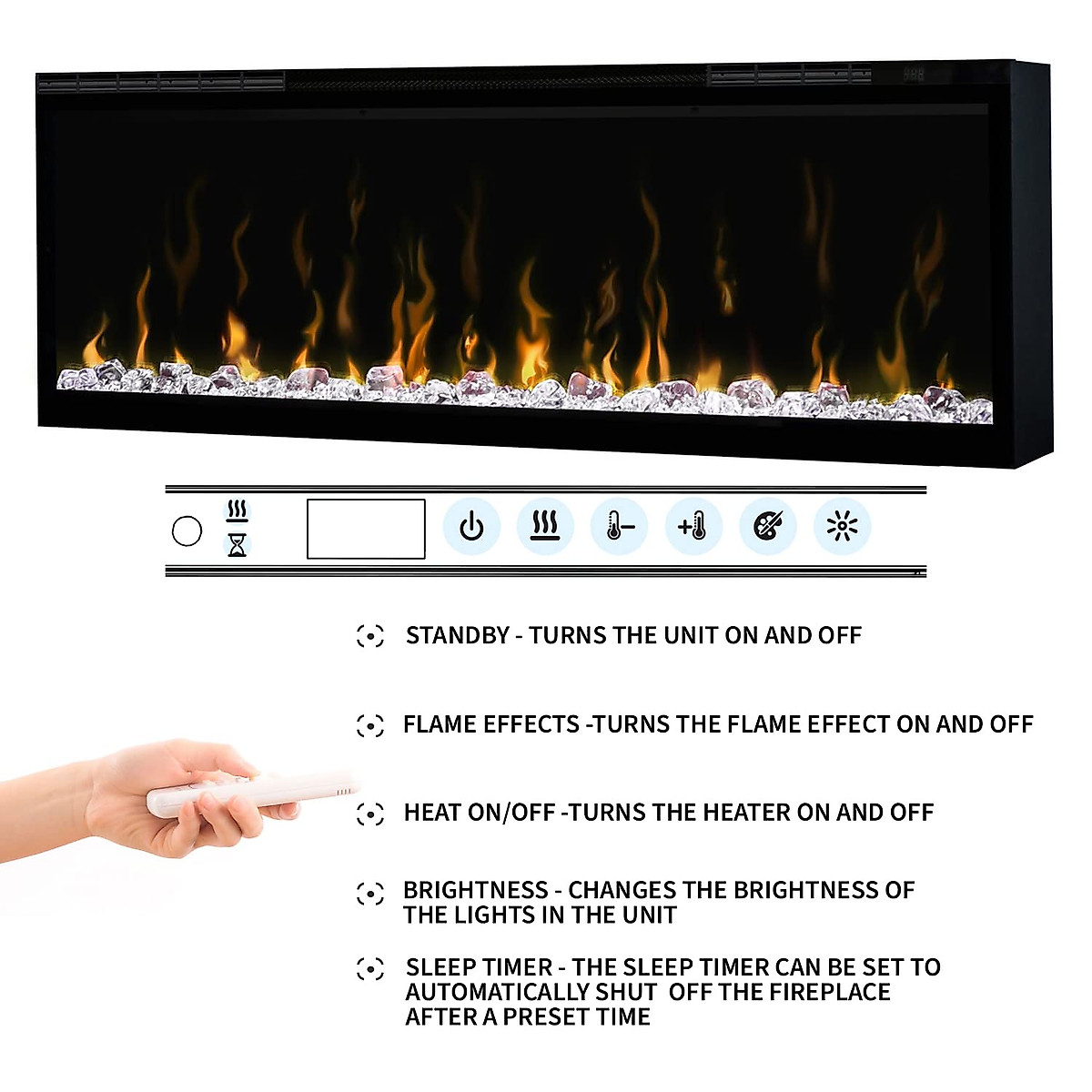 Dimplex IgniteXL 74" Built-in Linear Electric Fireplace (Model: XLF74), 8530/5118 BTU, 240/120 Volt, 2500/1500 Watt, Black