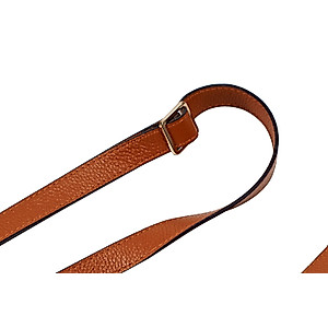 VanEnjoy Full Grain Leather Adjustable Replacement Strap Cross Body Bag Purse, 26-51 inch Gold Hardware - 1.8 CM Width (Black-Silver Metal With Tasse) (Brown)