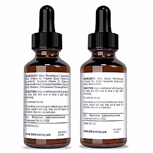 Vitamin C Serum 20% Pure L-Ascorbic Acid, Ferulic Acid, Vitamin E and HA and Hyaluronic Acid Serum with Vitamin B5 for Face and Eyes Natural Anti Aging Anti Wrinkle Set of 2 by Dr. Brenner