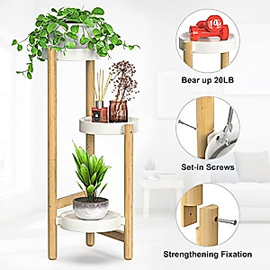 Wisuce Bamboo Plant Stands Indoor, 3 Tier Tall Corner Plant Stand Holder & Plant Display Rack for Outdoor Garden Indoor Home (3 Tier -1)