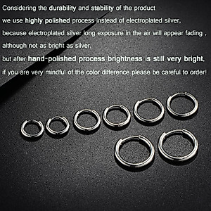 316L Surgical Stainless Steel Silver Hoop Earrings 6mm 8mm 10mm 12mm Huggie Hypoallergenic Cartilage Hoop Earrings Helix Lobes Hinged Sleeper Earrings For Women Men