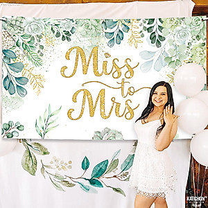 KatchOn, Green Miss to Mrs Banner - XtraLarge, 72x44 Inch | Miss to Mrs Backdrop for Green and Gold Bridal Shower Decorations | Bridal Shower Backdrop, Bachelorette Party Decorations, Miss to Mrs Sign