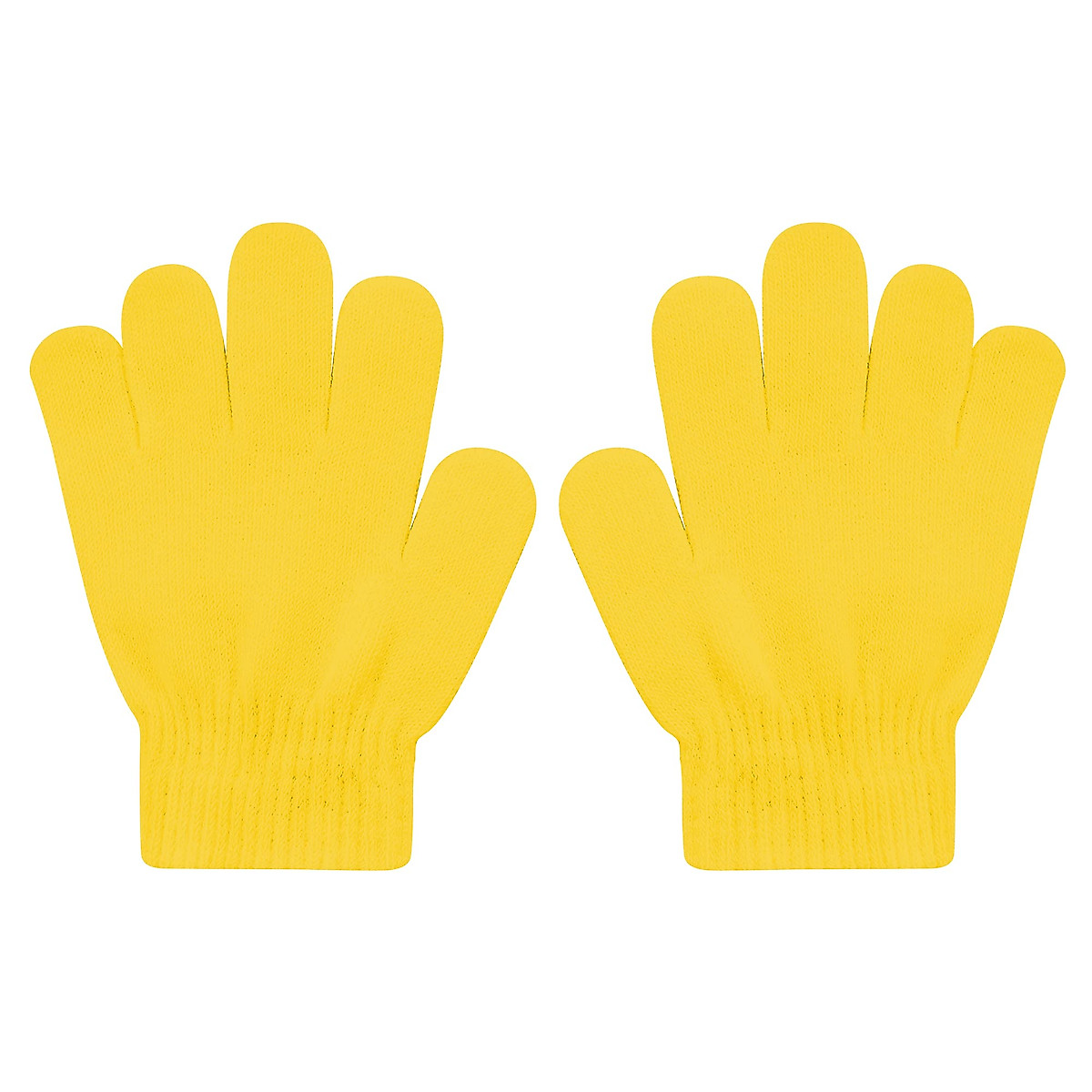 Uttpll Toddler Magic Mittens Kid Gloves Stretch Full Finger Solid Color Winter Protection Warm Knitted Gloves for Boys Girls Supplies Yellow One Size