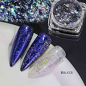 ljhnba Opal Powder Irregular Foil Loose Glitter Pigments Eyeshadow Nail Art Resin Crafts Manicure Chrome Decoration