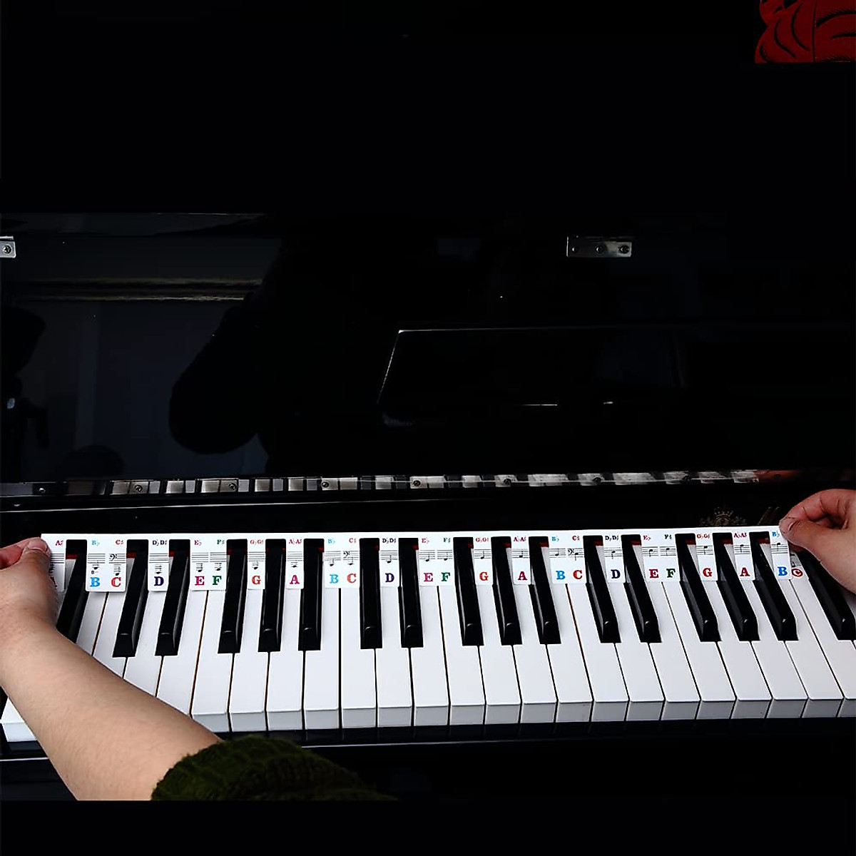 Piano Keyboard Stickers, Full-Size Piano Rake Key Labels Overlay Removable for Beginners Kids (61 Full Keys)