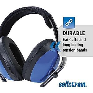 Sellstrom Noise Cancelling Adjustable Safety Ear Muffs, ANSI S3.19 Certified, 25dB NRR, Blue, S23401
