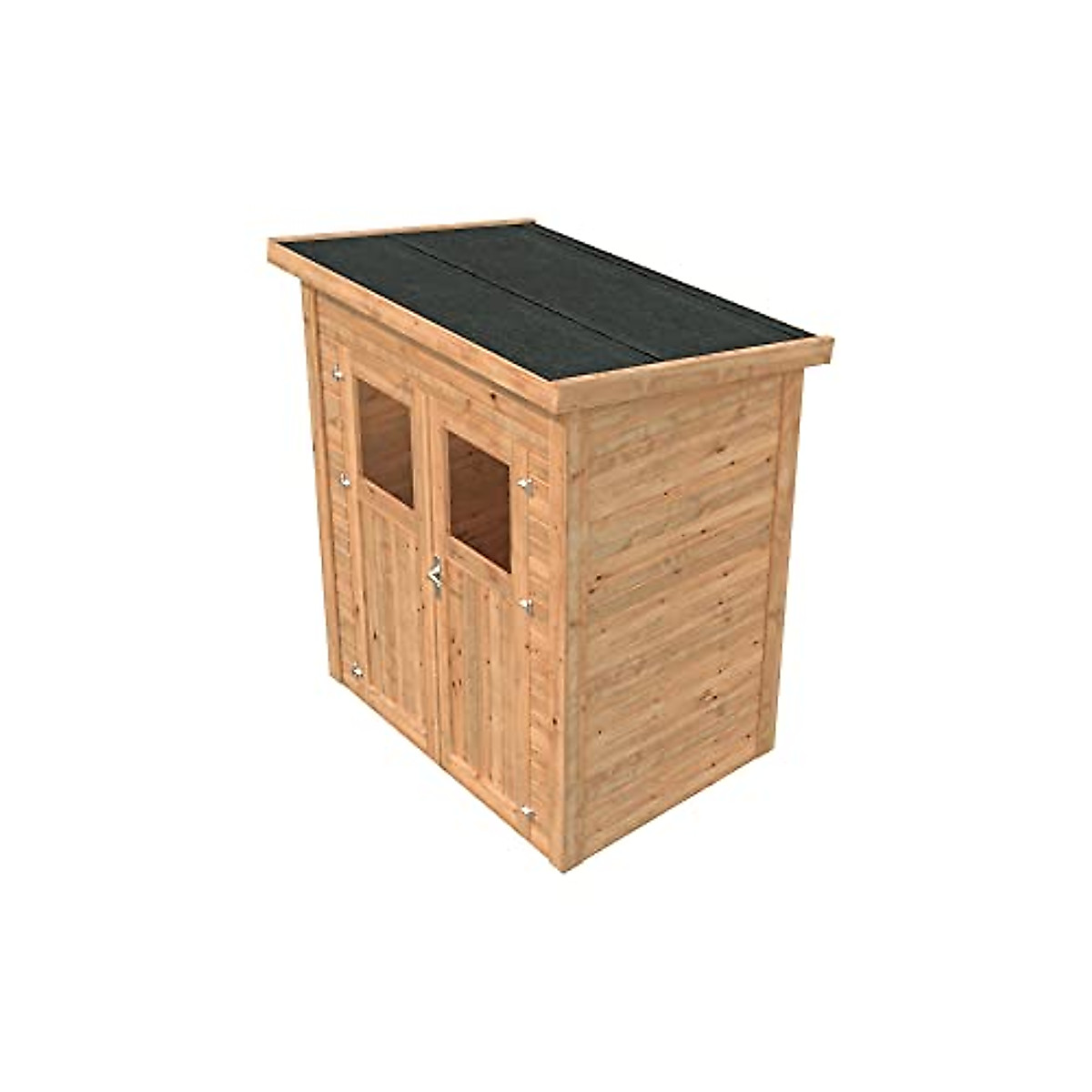 Leisure Season Urbano Lean to Shed Kit - Modern Weatherproof Outdoor Storage with Floor, Doors, Plexiglass Windows, Pent Roof Nordic Spruce Wood for Garden, Yard Medium Brown, 6'x4' (URB6X43781)
