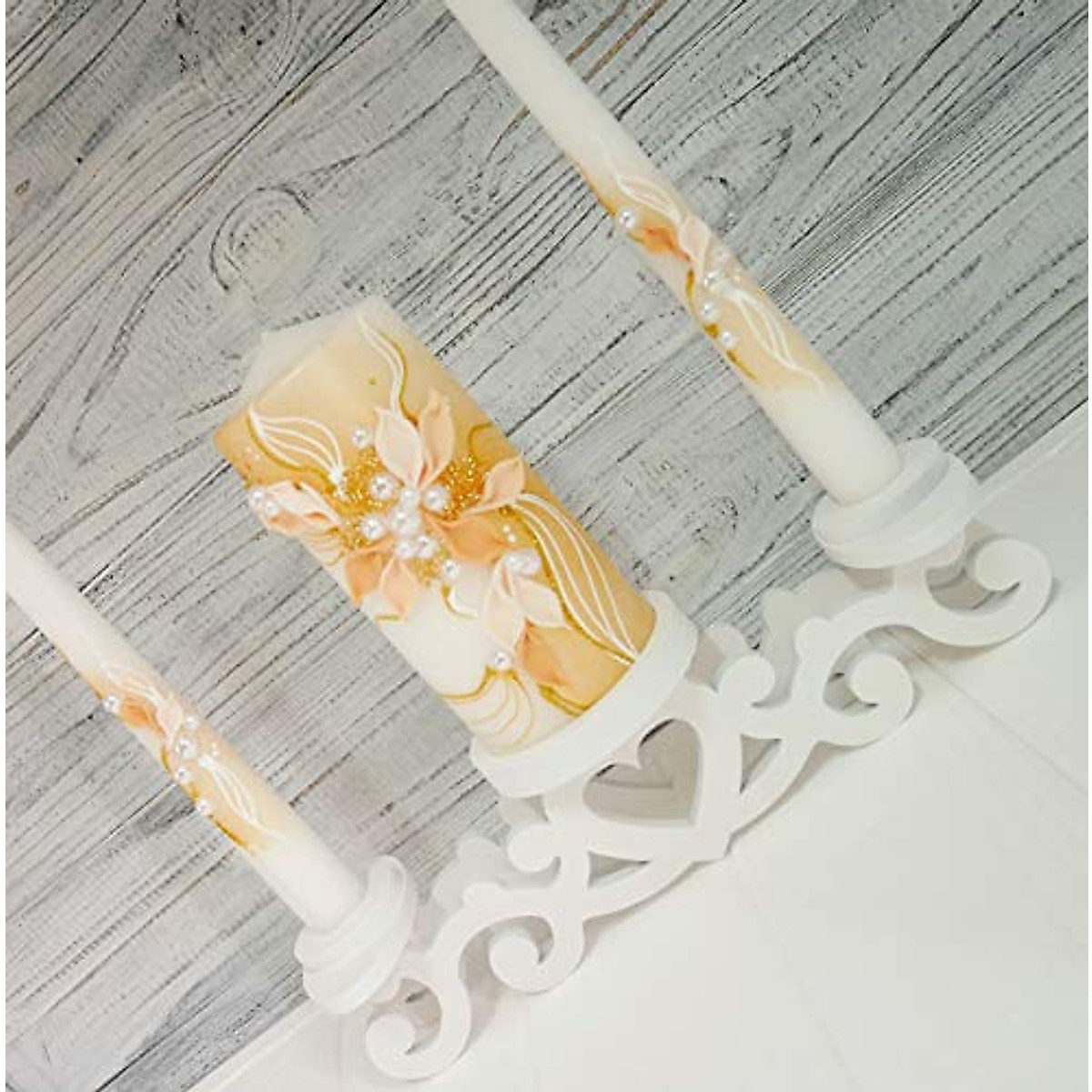 Magik Life Unity Candle Set for Wedding - Wedding Accessories for Reception and Ceremony - Candle Sets - 6 Inch Pillar and 2 10 Inch Tapers - Decorative Pillars Gold