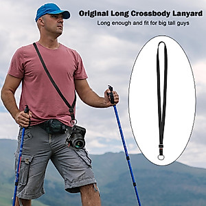 Desing Wish Dual-use Adjustable Lanyard for Original Long Crossbody Lanyard or End-to-end Connection Lanyard, Anti-Lost Cross Body Strap Cotton Neck Strap Holder for Keys Wallet Camera (Black)