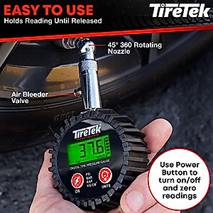 TIRETEK Digital Tire Pressure Gauge for Cars (200 PSI) - Smart Battery Saver Tire Gauges