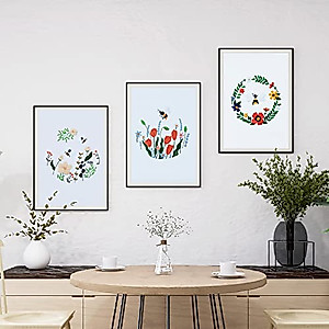 5 Sets Embroidery Starter Kit with Patterns and Instructions Bee Flower Cross Stitch Set for Beginners DIY Adult Kids (as Pictures Shown)