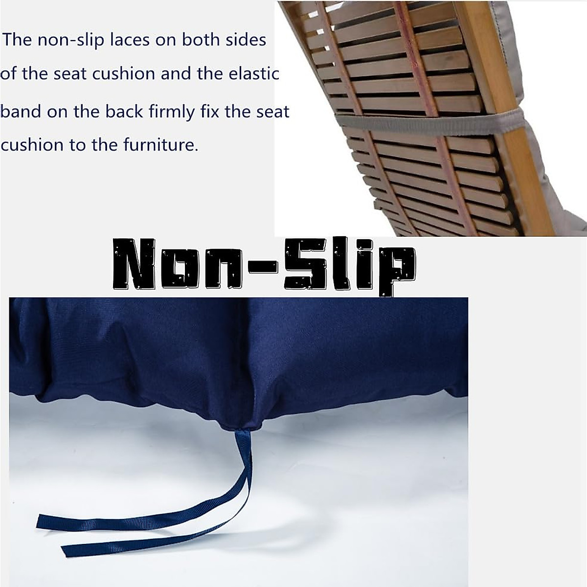 Patio Rocking Chair Cushion,Waterproof Non-Slip High Back Patio Cushions,43Inch Indoor/Outdoor Chaise Lounger Cushions (Black)