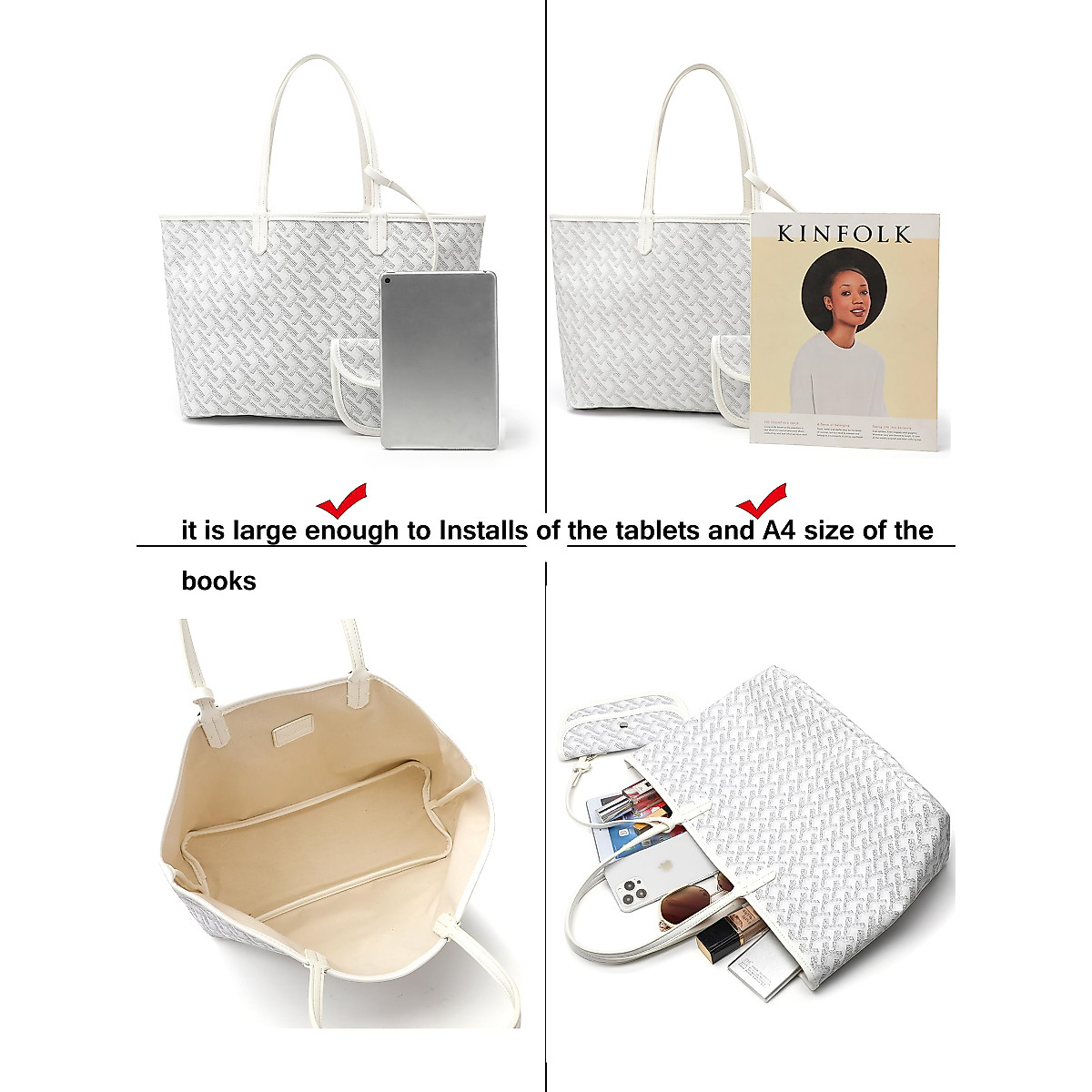 Women's Puffer Tote Handbags Purse Sets for Women Large Leather Clutch Dupes Hobo Shoulder Bag for Travel Beach 3pcs (Green)