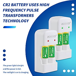 CR2 3V 300Mah Rechargeable Battery 2Pcs with USB Charger for Battery CR2 3Volt CR15H270 CR15266 CR15270 (Cr2 3v Charger (2pcs Batteries))
