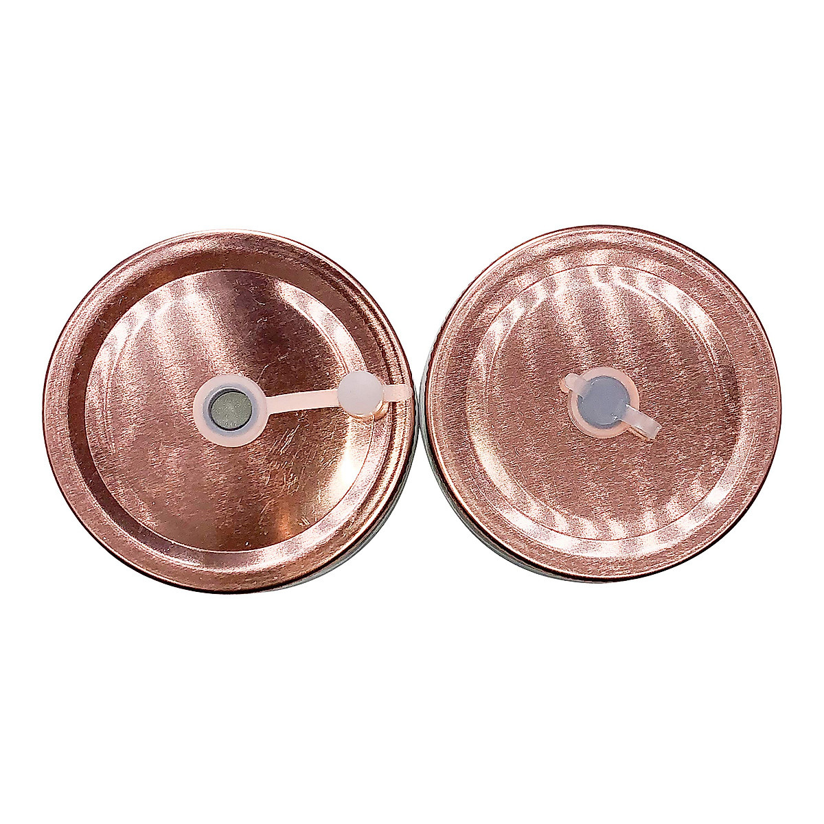 Mason Jar Mugs with Handle, Regular Mouth Colorful Lids with 2 Reusable Stainless Steel Straw, Set of 2 (Silver and Rose Gold), Kitchen GLASS 16 oz Jars,"Refreshing Ice Cold Drink" & Dishwasher Safe